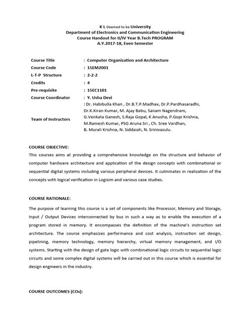 coa handout modified pdf central processing unit input output