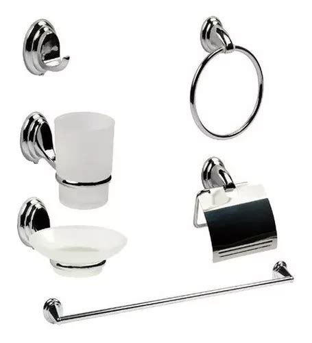 Set Kit De Baño 6 Piezas Accesorios Cromado Completo Kübel