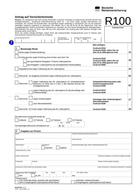 Pdf Antrag Auf Versichertenrente R Vdk De Bitte Vordruck V