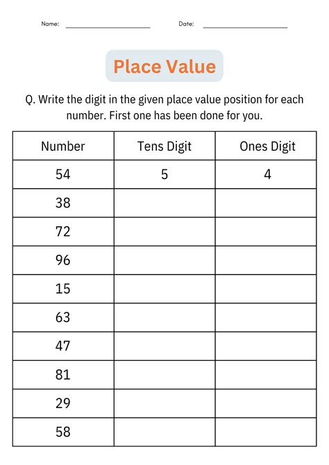 Identifying Place Value Number Math Activities Worksheets For 1st 2nd
