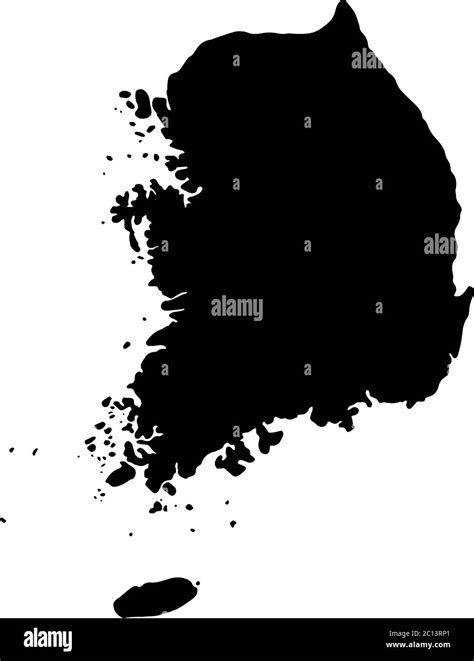 Mapa de Corea del Sur en negro sobre fondo blanco ilustración textura