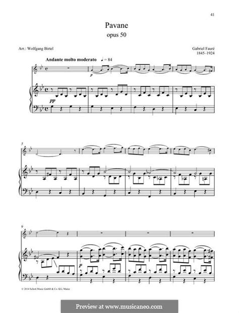 Pavane Op 50 by G Fauré sheet music on MusicaNeo