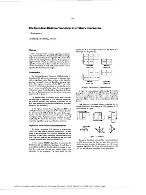 the euclidean distance transform in arbitrary dimensions distance algorithms