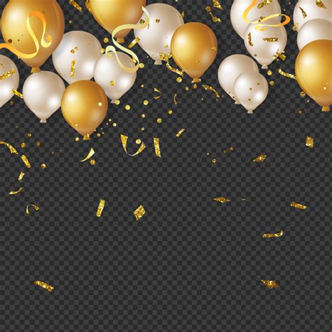 HD Beautiful Confetti And Balloons Gold Silver Png Transparent Pxpng