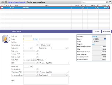 Unos Kalkulacije Tim Erp On Line Help