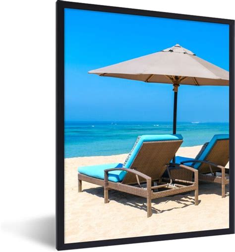 Fotolijst Incl Poster Strandstoel Parasol Zomer Zee 30x40 Cm