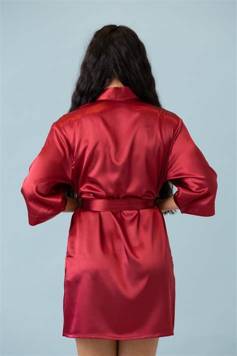 Classic Satin Robe Wine Sleeping Booty