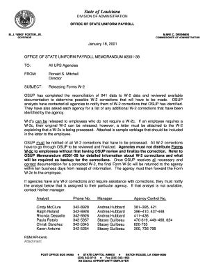 Fillable Online Doa Louisiana Releasing Forms W 2 Doa Louisiana Fax