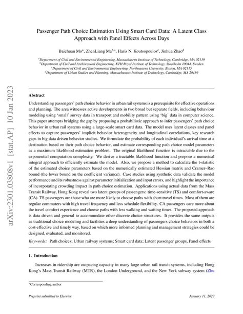 passenger path choice estimation using smart card data a latent class approach with panel