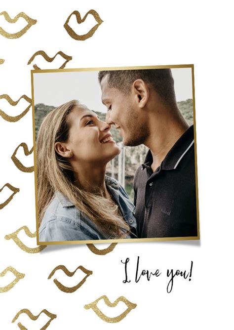 Stijlvolle Valentijnskaart Te Laat Kusjes Goud Kaartje2go