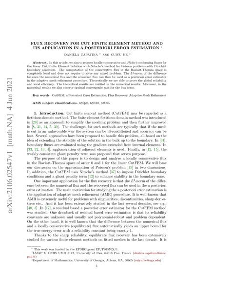 pdf flux recovery for cut finite element method and its application in a posteriori error