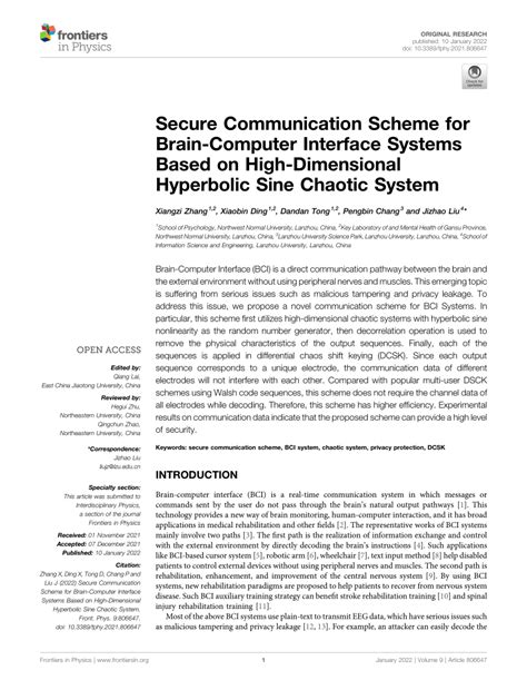 pdf secure communication scheme for brain computer interface systems based on high dimensional