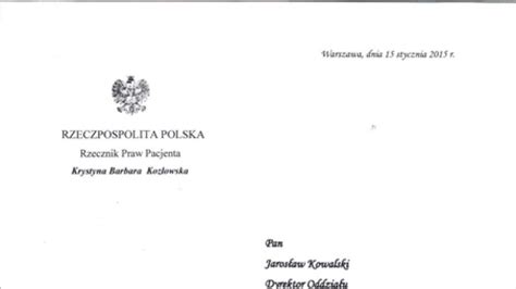 Podziękowania od Rzecznika Praw Pacjenta