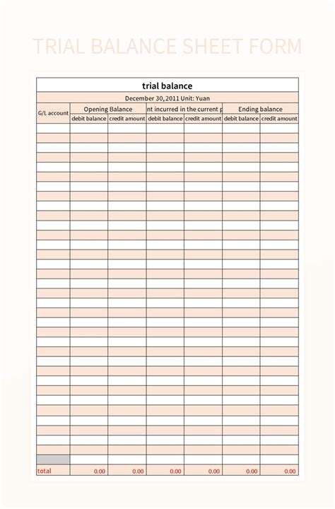 Trial Balance Sheet Form Excel Template And Google Sheets File For Free