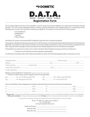 Dometic Training Fill Online Printable Fillable Blank PdfFiller