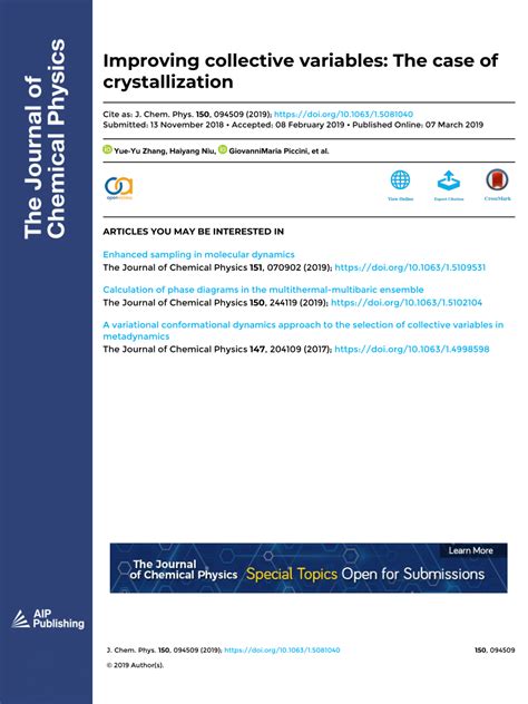 pdf improving collective variables the case of crystallization