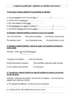 Ladjectif qualificatif épithète ou attribut exercices 2 l adjectif