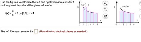 solved use the figures to calculate the left and right riemann sums for f on the given interval