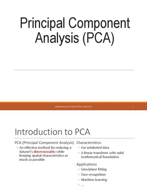 principal component analysis pca dimensionality reduction using pca pdf principal