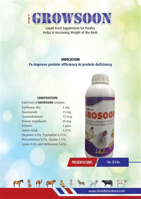Liquid Poultry Feed Supplements Packaging Type Bottle Packaging Size