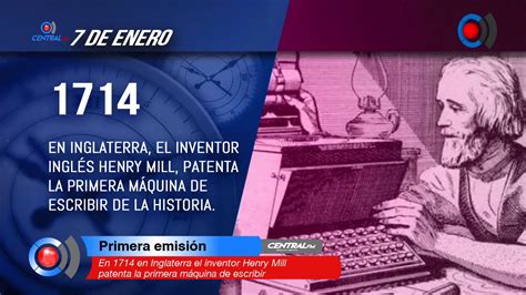 En 1714 en Inglaterra el inventor Henry Mill patenta la primera máquina