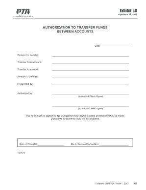 Fillable Online Authorization To Transfer Funds Between Accounts Date