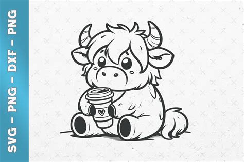 Cute Highland Cow Clipart Svg Clipart Afbeelding Door Bowcys
