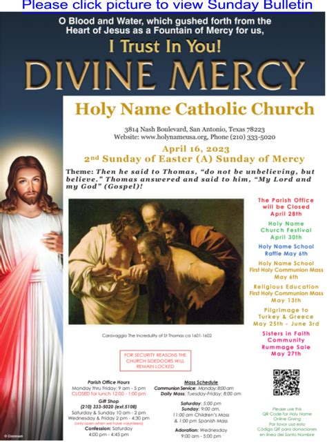 Holy Name Catholic Church Sunday Bulletin April 16 2023 Holy Name