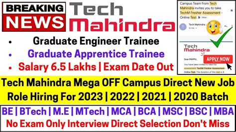 Finally Tech Mahindra OFF Campus Direct Hiring Started For 2023 2022