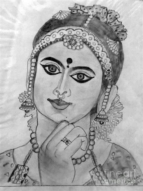 Bharatanatyam Pencil Sketch Celebrating Indian Classical Dance