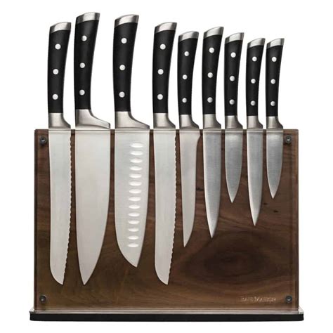 Manhattan Double Sided Magnetic Knife Block Walnut Baie Maison