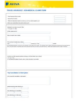 Fillable Online Travel Non Medical Claim Form Aviva Sg Fax Email