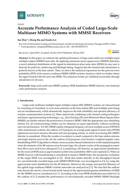 pdf accurate performance analysis of coded large scale multiuser mimo systems with mmse receivers