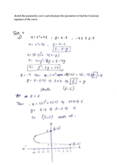 solution sketch parametric curve and eliminate the parameter to find the cartesian equation of