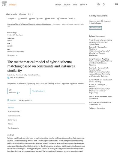 the mathematical model of hybrid schema matching based on constraints and instances similarity