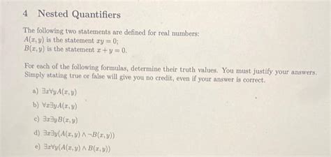 solved 4 nested quantifiers the following two statements are