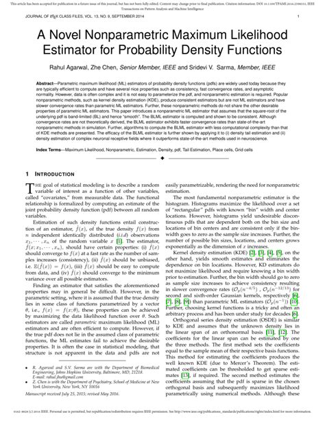 1 a novel nonparametric maximum likelihood