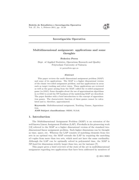 investigación operativa multidimensional assignment