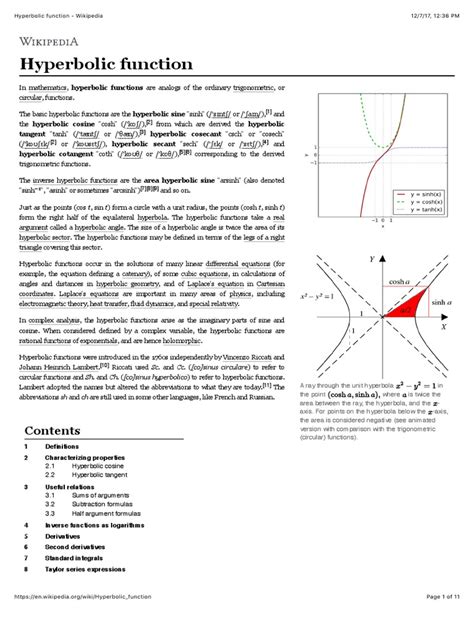 hyperbolic function wikipedia trigonometric functions elementary mathematics
