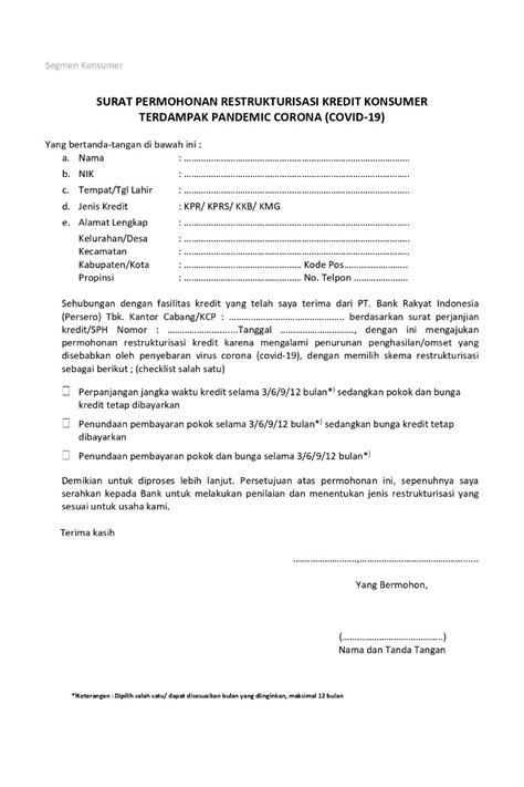 Cara Bikin Surat Permohonan Keringanan Angsuran D Buickcafe