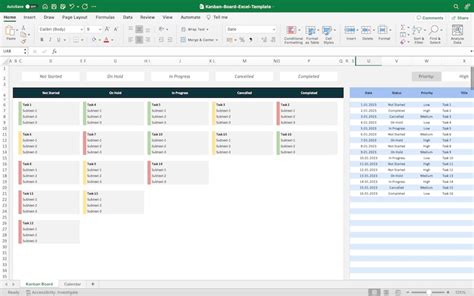 Kanban Board Excel Template Task Tracker Project Management Gantt Chart