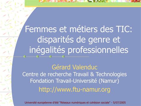 PPT Femmes et métiers des TIC disparités de genre et inégalités