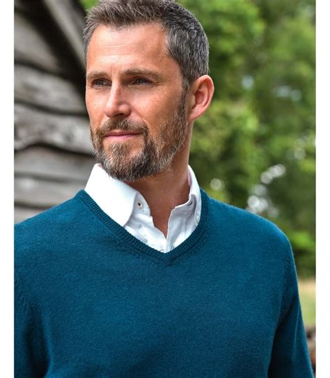 Deep Lake Cashmere Merino Classic V Neck Knitted Sweater WoolOvers US