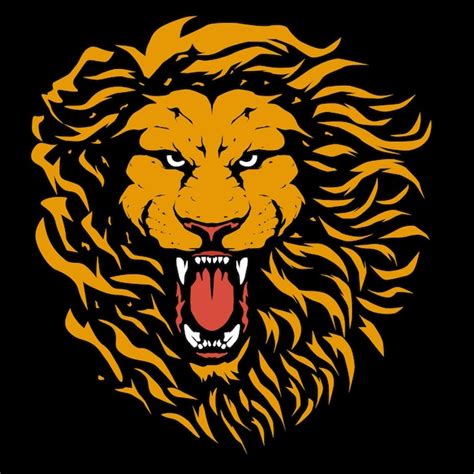 Premium Vector The Head Of An Angry Wild Lion Roars Loudly And The