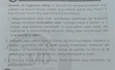 Gawain Sa Pagkatuto Bilang Basahin At Unawaing Mabuti Angsuliranin