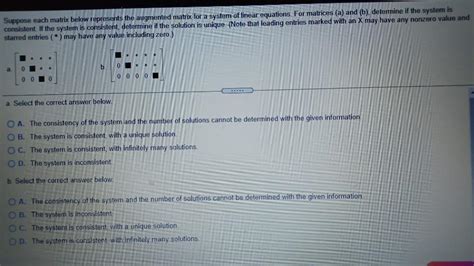 solved suppose each matrix below represents the augmented