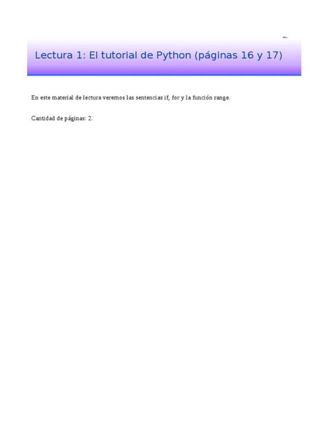 sentencias if for y la función range pdf pdf python lenguaje de programación secuencia