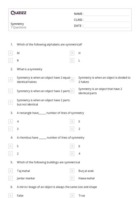 Symmetry Worksheets For Rd Class On Quizizz Free Printable