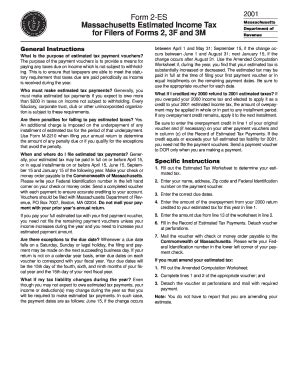 Fillable Online Mass Form 2 ES 2001 Instructions Massachusetts