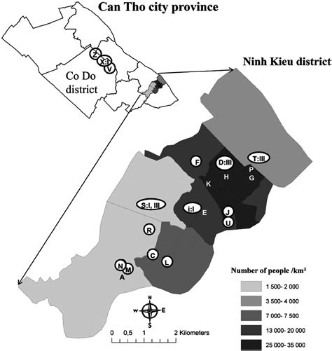 Map Showing Human Population Densities In The Urban Ninh Kieu District